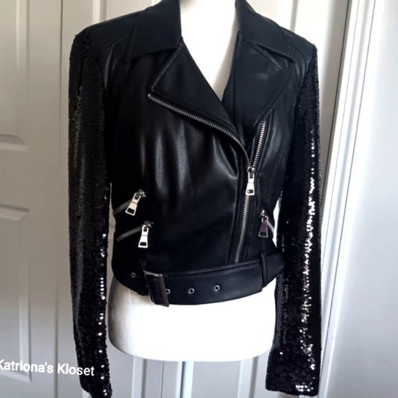 INC International Concepts | Jackets & Coats | Inc Sequin Sleeve Faux ...
